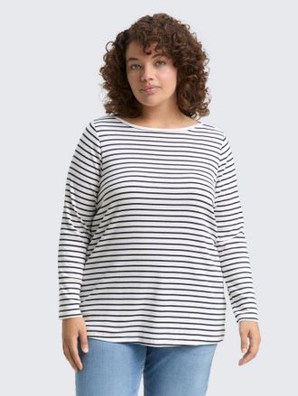 Tom Tailor Langarmshirt T-Shirt Plus Size - Langarmshirt mit Streifenmuster