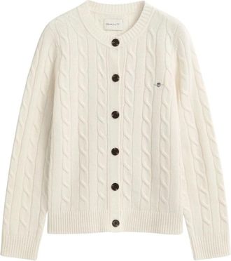GANT Lammwoll-Zopfstrick-Cardigan - - Knitwear - Damen - Wei&szlig; - XS