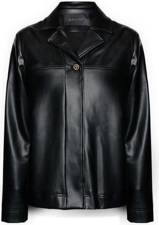 Elena Miro Femme, Vestes, Noir, Taille: 48 FR Veste Boxy en tissu enduit