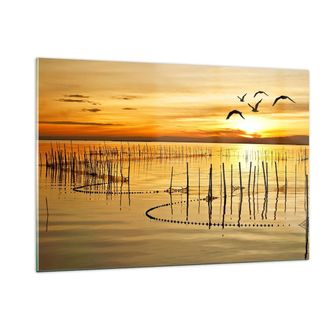 Arttor Wandbilder Dekoration Wohnzimmer See Vogel Wasser Bilder auf Glas 120x80cm Glasbild Schlafzimmer K&uuml;che Deko Wand Kunstdruck Art Gro&szlig; XXL Wanddeko Bild