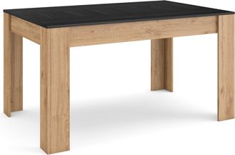 Skraut Home | Esszimmertisch | Küchentisch, Esstisch | 140x90x76 cm | Für 6 Gäste | Stubentisch | Moderner Stil | Schwarz Eiche