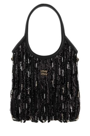 Miu Miu Sequin-Embellished Shoulder Bag - Black