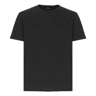 Dondup Schwarzes Baumwoll-T-Shirt mit gepr&auml;gtem Logo - - Tops - Herren - Schwarzk - S