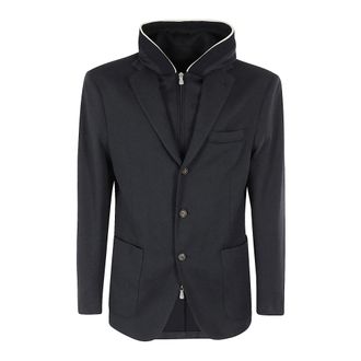 Eleventy Homme, Vestes, Bleu, Taille: L Veste &agrave; bouton unique avec harnais