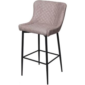Mendler Mendler - Tabouret de bar HWC-H79, pour comptoir, m&eacute;tal, vintage, avec repose-pied - tissu / textile gris