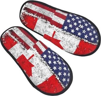 Generic Pantoufles Moelleuses Drapeau Du Canada Et Des &Eacute;tats-Unis Chaussons Maison Respirantes Chaussures Pour Ext&eacute;rieur Int&eacute;rieur Homme M
