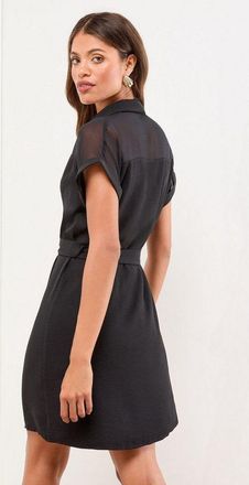 Lipsy Minikleid Lipsy Mini-Hemdkleid mit G&uuml;rtel und Mesheinsatz (1-tlg)