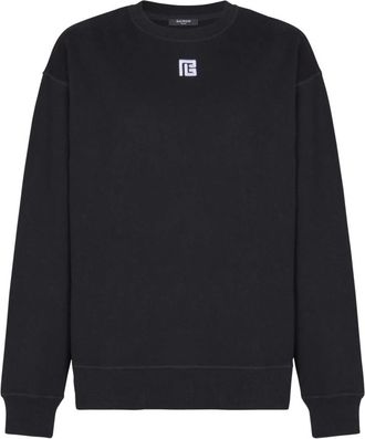 Balmain Baumwoll-Sweatshirt mit PB-Stickerei - - Sweatshirts & Hoodies - Herren - Schwarzk - M
