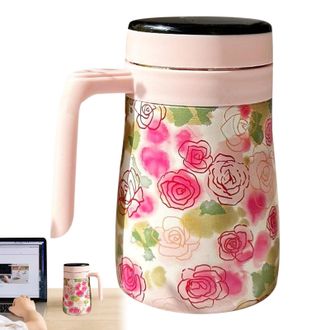 Generico Kaffeekanne - Isolierkanne | Edelstahlkaraffe mit Blumendruck 550 ml | Vakuum-Kaffeekanne mit herausnehmbarem Teesieb | Heißwasserkrug | Thermoskanne 