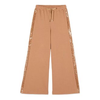 Oltre Palazzo-Hosen mit Pailletten-Seitenstreifen - - Trousers - Damen - Braun - XL