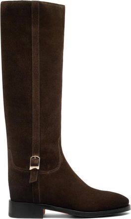 Santoni Botte d&eacute;quitation en daim - Femme - Chaussures - Brun - Taille: 37 1/2 EU