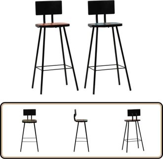 vidaXL Vidaxl - Barhocker 2 Stk. Massives Altholz - Holz Barhocker - Vintage Barhocker - Industrieller Stuhl - Altholz M&ouml;bel - Bartisch Stuhle