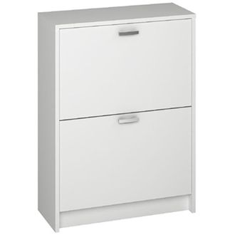 PEGANE Commode Meuble à chaussures coloris blanc - Longueur 60 x Hauteur 82 x Profondeur 25 cm Pegane