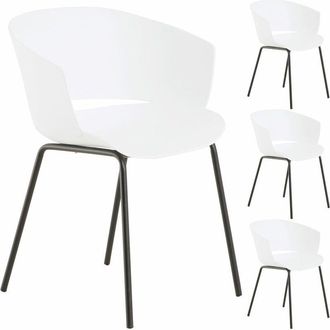 IDIMEX Lot de 4 chaises de jardin nivel en plastique blanc