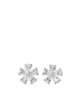 Anabela Chan mini puces doreilles Marguerite en or blanc 18ct - Argent