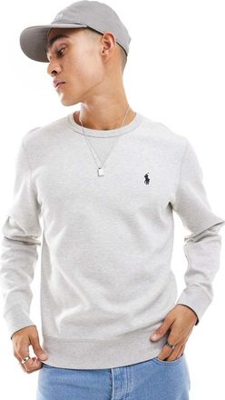 Polo Ralph Lauren Doppelstrick-Sweatshirt in Heidegrau mit Markenlogo-Schwarz