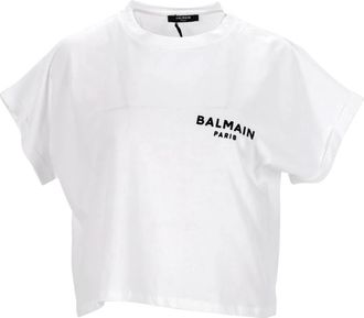 Balmain Femme, Tops, Blanc, Taille: 42 FR Haut Court Blanc avec Logo