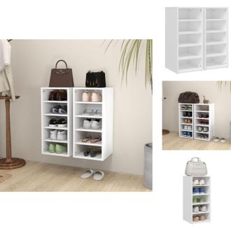 vidaXL Vidaxl - Schuhschr&auml;nke 2 Stk. Wei&szlig; 31,5x35x70 cm Holzwerkstoff - Schuhschrank - Schuhregal - Aufbewahrung - Garderobe - Wohnraumorganisation