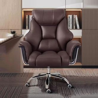 Generic Komfortabler Chefsessel mit Drehfunktion, ergonomischer B&uuml;rostuhl mit hoher R&uuml;ckenlehne, Lederpolsterung, Dicker Sitzfl&auml;che, Armlehnen und H&ouml;henverste