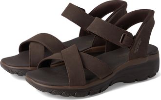 Skechers Damen Easy Going Somewhere Sunny Sneaker, Chocolate Duraleather/Gore, 37 EU