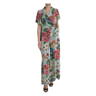 Dolce & Gabbana Femme, Combinaisons et Ensembles, Multicolore, Taille: 32 FR Combinaison en soie florale avec jambe large