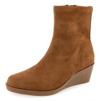 Aerosoles Bottes Binnie pour femme, Similicuir grain&eacute; extensible brun clair, 38.5 EU Large