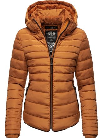 Marikoo Damen warme Winter Steppjacke mit Kapuze Amber Rusty Cinnamon Gr. S