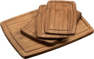KESPER | Schneidbretter - 4er Set, Material: Bambus, Maße: 1x Groß: 38 x 28,5 x H 1,6 cm 1x Mittel: 28,5 x 20 x H 1,6 cm 2x Klein: 25 x 15 x H 1 cm, Farbe: B