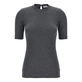 Brunello Cucinelli Monile Geripptes T-Shirt - - Tops - Damen - Grau - L