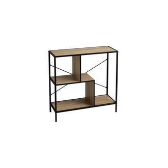 Unimasa Console dentr&eacute;e en bois et m&eacute;tal noir 3 plateaux 80x30x80cm