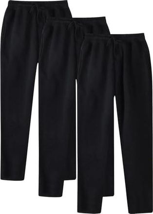 Generic Lot de 3 pantalons chino à jambe droite avec poches à cordon de serrage pour homme - Polyester extensible, taille flexible, intelligemment décontracté