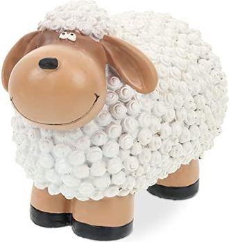 Relaxdays Gartenfigur Schaf, wetterfeste Tierfigur, Osterdeko, innen & außen, HxBxT: 15,5 x 20 x 11 cm, Polyresin, weiß