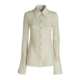 Sportmax Femme, Blouses et Chemises, Beige, Taille: 38 FR Sava Lace Shirt