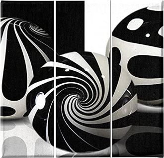 Homemania Farbtafel, 3-teilig, Abstrakt-from Living, Room-Multicolor, 69 x 3 x 50 cm, HM203PKNV-185, Polyester, Holz