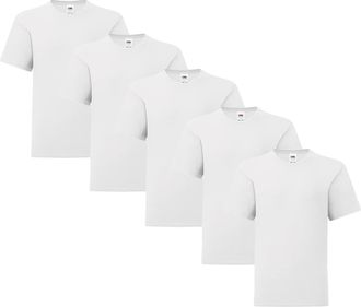 Fruit Of The Loom Kids Iconic 5er oder 10er Sets Kinder T-Shirt Weiss 128 140 152 164 Ringspun Baumwolle (DE/NL/SE/PL, Numerisch, 152, Regular, 5X Weiss & 1x HLKauf-Blo