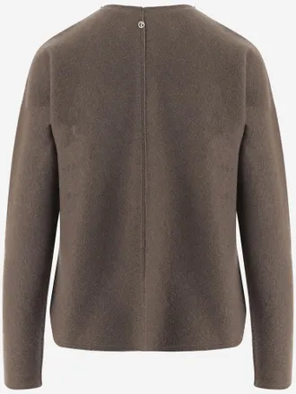 Giorgio Armani Womens Sweater Stretch Silk And Cashmere, Light Brown