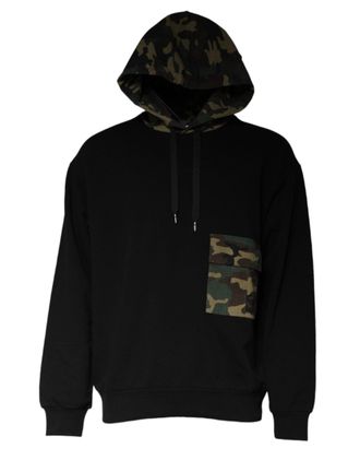 Dolce & Gabbana Mens Black Camouflage Hooded Sweatshirt Sweater Cotton Polyester Nylon Clothing