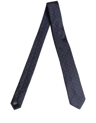 Dolce & Gabbana Diamond Lattice Embroidered Silk Necktie - Blue