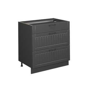 Vicco Meuble Cuisine Fame-Line, Gris fonc&eacute;, 80cm avec 3 tiroirs, PT Anthracite