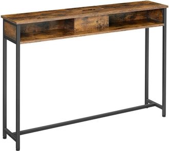 Vasagle Table Console Fine avec Multiprise, Table de Canap&eacute; avec 2 Compartiments, Chargement Cach&eacute;, Gain de Place, 25 x 120 x 81,1 cm, pour Entr&eacute;e, Salon