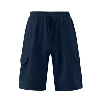 Generic 2026 Pantalon cargo pour homme Short de jogging tendance d&eacute;contract&eacute; avec cordon de serrage pour homme, bleu marine, XXL