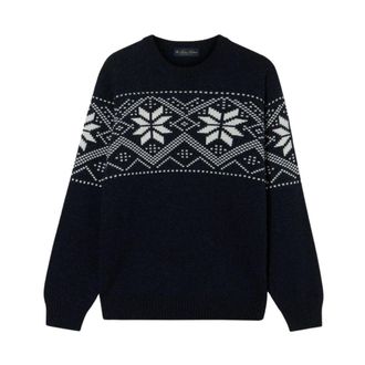 Brooks Brothers Norwegischer Jacquard-Pullover - - Knitwear - Herren - Blau - XL