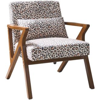 Sweeek Sweeek - Skandinavischer Sessel aus Hevea-Holz mit Leopardenmuster