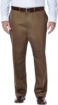 Haggar Herren Arbeitshose mit versteckter erweiterbarer Taille, einfarbig, vorne - Braun - 60W / 34L