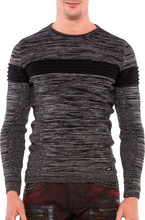 Cipo & Baxx Herren Pullover CP208 Anthrazit - Stylischer Strickpullover im modernen Design mit hohem Perfekt f&uuml;r Freizeit, Alltag & Coole Streetwear Outfits - CP2