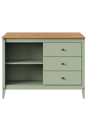 Livetastic K&uuml;cheninsel, Hellbraun, Olivgr&uuml;n, Metall, Pinie, massiv, 3 Schublade(n) Schubladen, einzeln stellbar, 122x90x77 cm, K&uuml;chen, K&uuml;chenm&ouml;bel, K&uuml;cheninseln