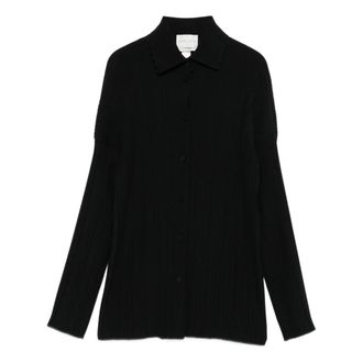 Forte_Forte Plissiertes Overshirt aus schwarzem Polycrepe - - Blouses & Shirts - Damen - Schwarzk - L