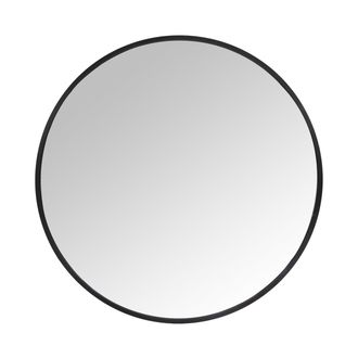 Relaxdays runder Spiegel, &Oslash; 40 cm, mit Rahmen, Wandspiegel f&uuml;r Flur, Bad, Wohnzimmer, Flurspiegel zum Aufh&auml;ngen, schwarz