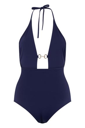 Gucci Womens One-Piece Swimsuit With Clamp Detail Dark Blue Polyamide One-Pieces