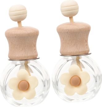Artibetter 2 ST&Uuml;CK Leere &Auml;therische &Ouml;l Diffuser Flasche mit Vent Clip aus Klarem Glas und Holzdeckel Auto Lufterfrischer Aromatherapie f&uuml;r Auto Innenraum Einfach